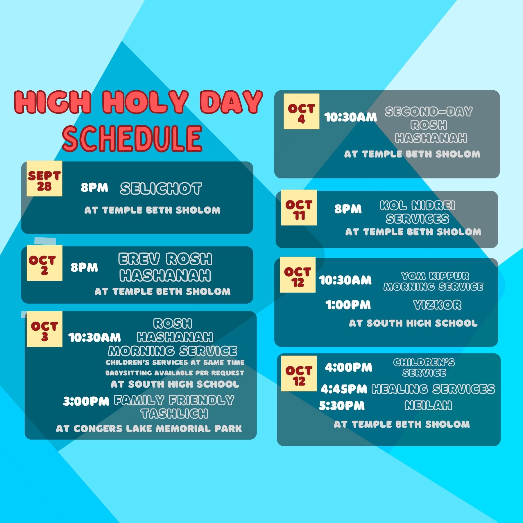 High Holy Days – TBS Rockland